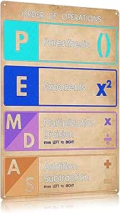 Amazon.com : JIUFOTK Order Of Operations Metal Tin Signs Math Vintage ...