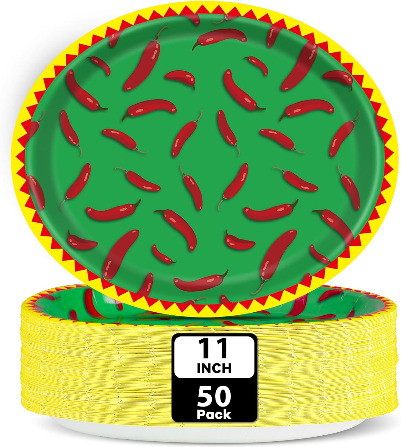 Amazon.com: Qyeahkj 50 PCS Chili Cook Off Oval Paper Plates Large 11 ...