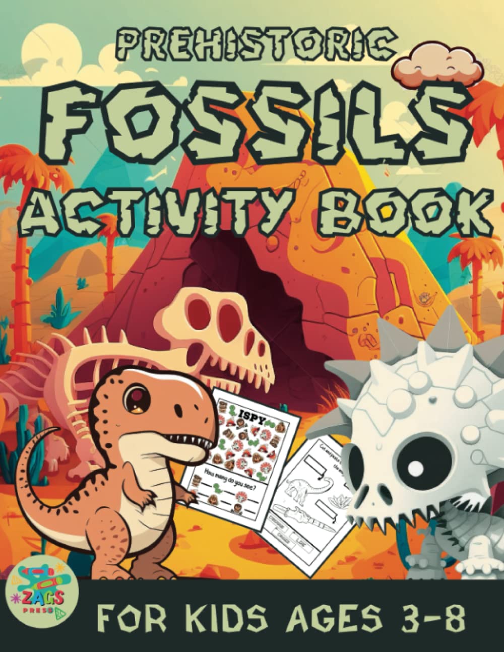 prehistoric fossils activity book for kids ages 3-8: prehistoric themed ...