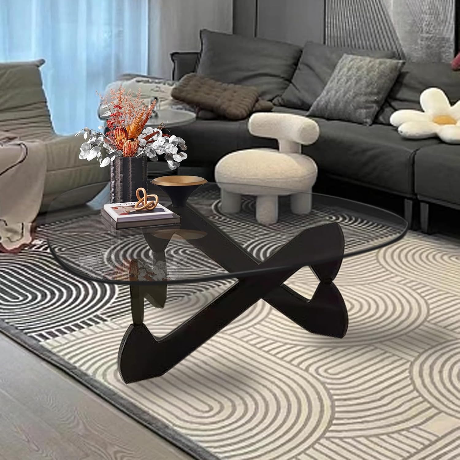 Amazon.com: Coffee Tables for Living Room-Triangle Glass Coffee Table ...