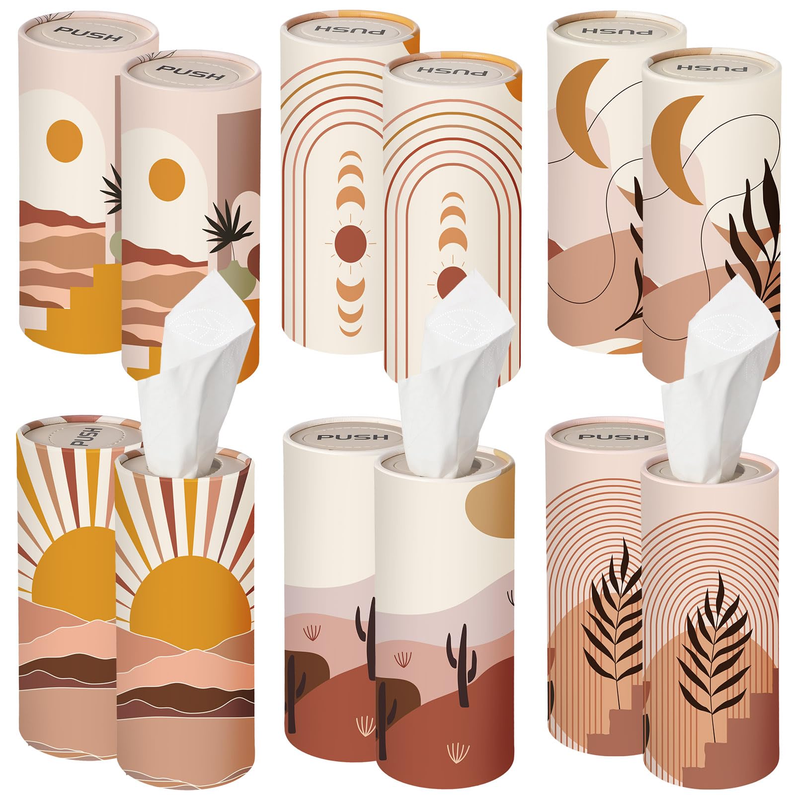 Qeeenar 10Pack Boho Car Tissue Holders with Facial Tissues Round Tissue ...