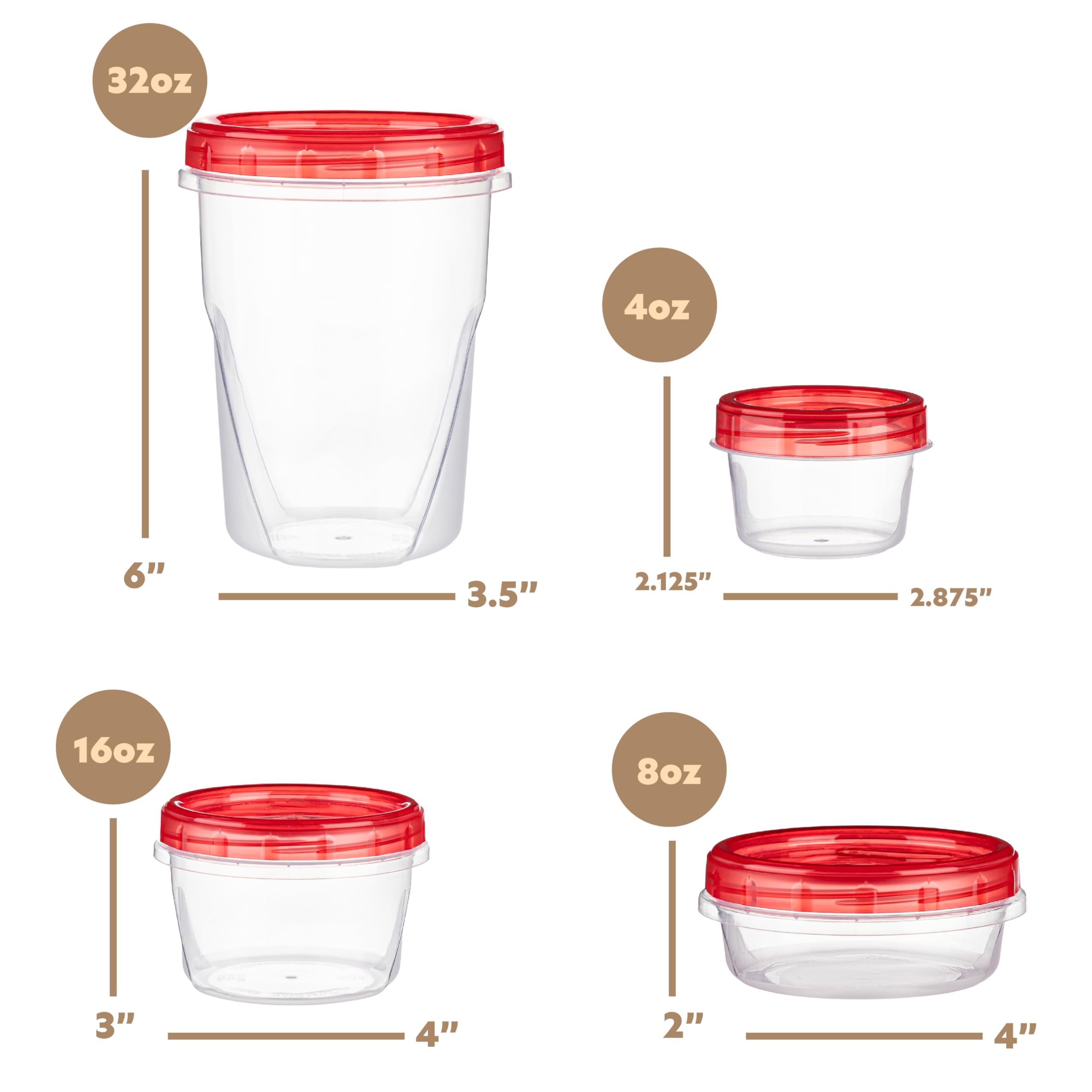 Snapklik.com : PLASTICPRO 24 Pack Twist Top Containers Assorted Sizes ...