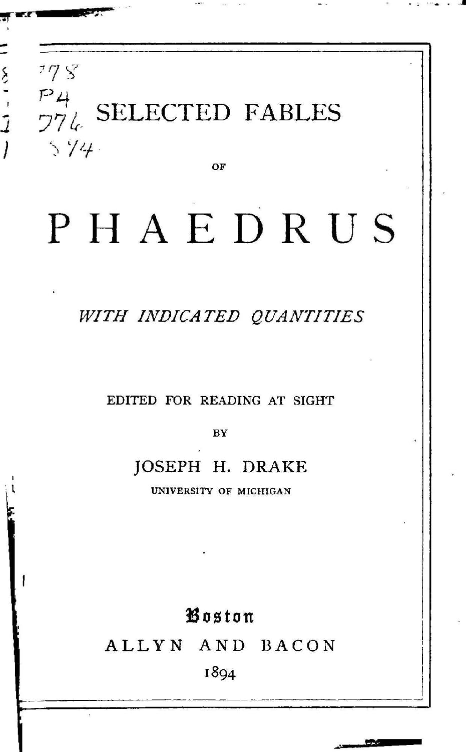 Selected fables of Phaedrus, with indicated quantities - Kindle edition ...