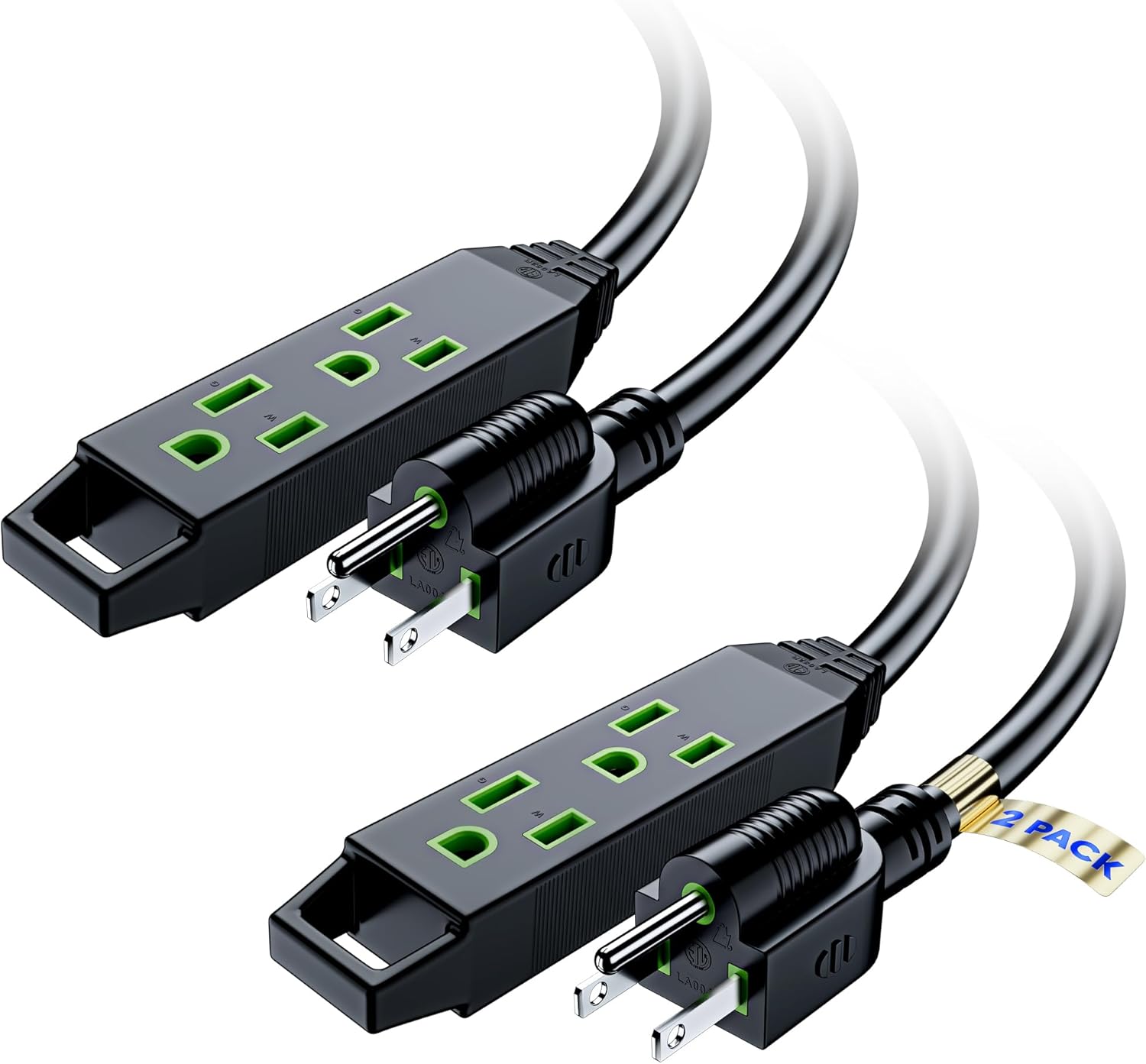 Amazon.com: Extension Cord 3 ft, (2 Pack) Extension Cord with Multiple ...
