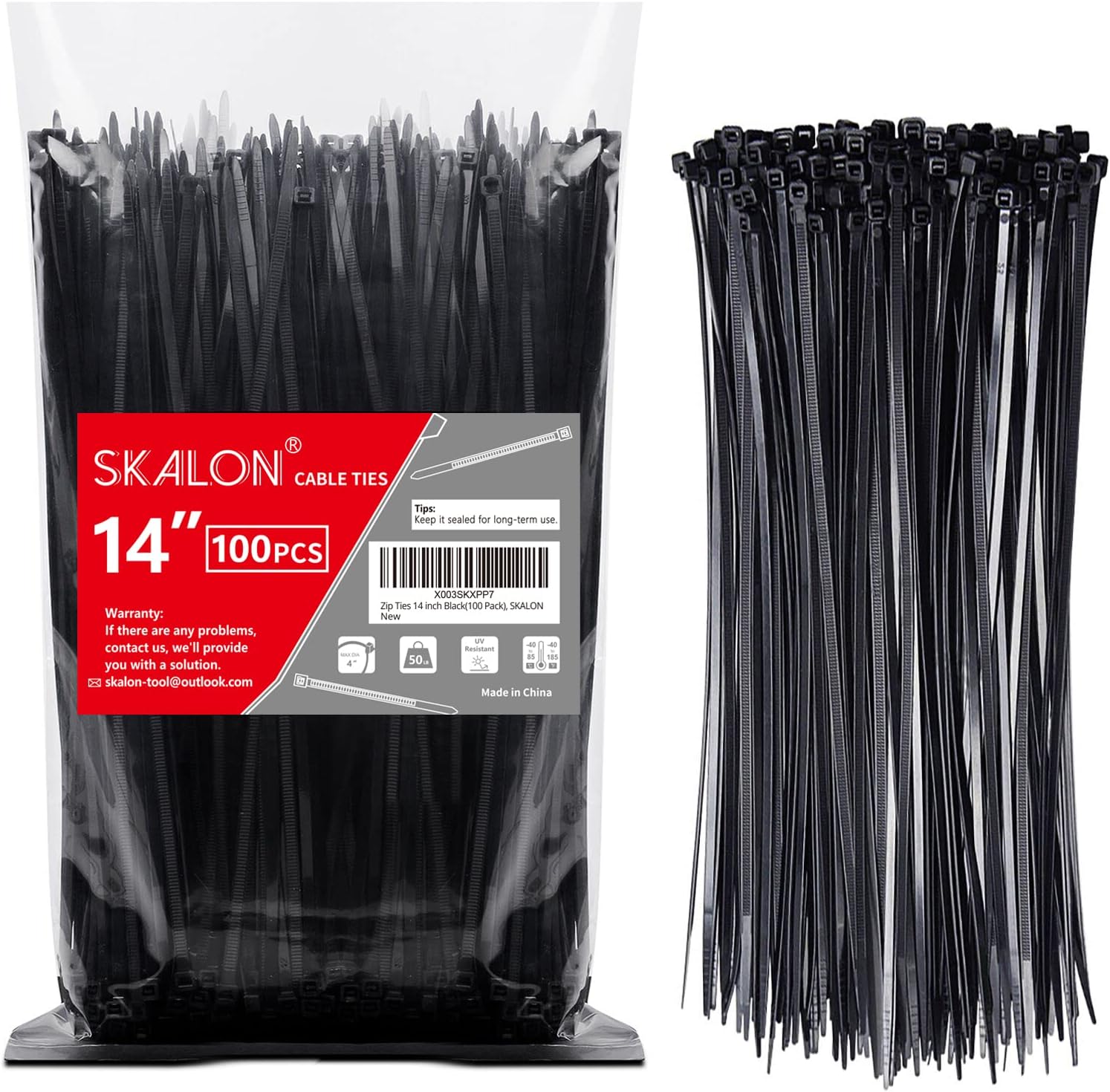 Amazon.com: 100-Pack Heavy Duty 14 Inches 120 Pound Cable Zip Tie Down ...