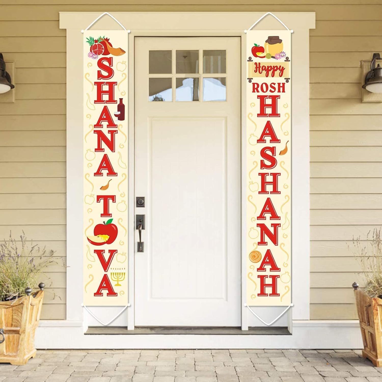 Amazon.com: Jewish New Year Decorations Porch Banner Rosh Hashanah ...