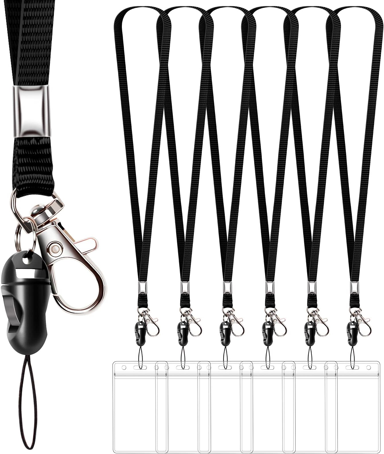 Amazon.com : CarryLuxe Lanyard with ID Holder Set (Black,5 Pack)- Flat ...