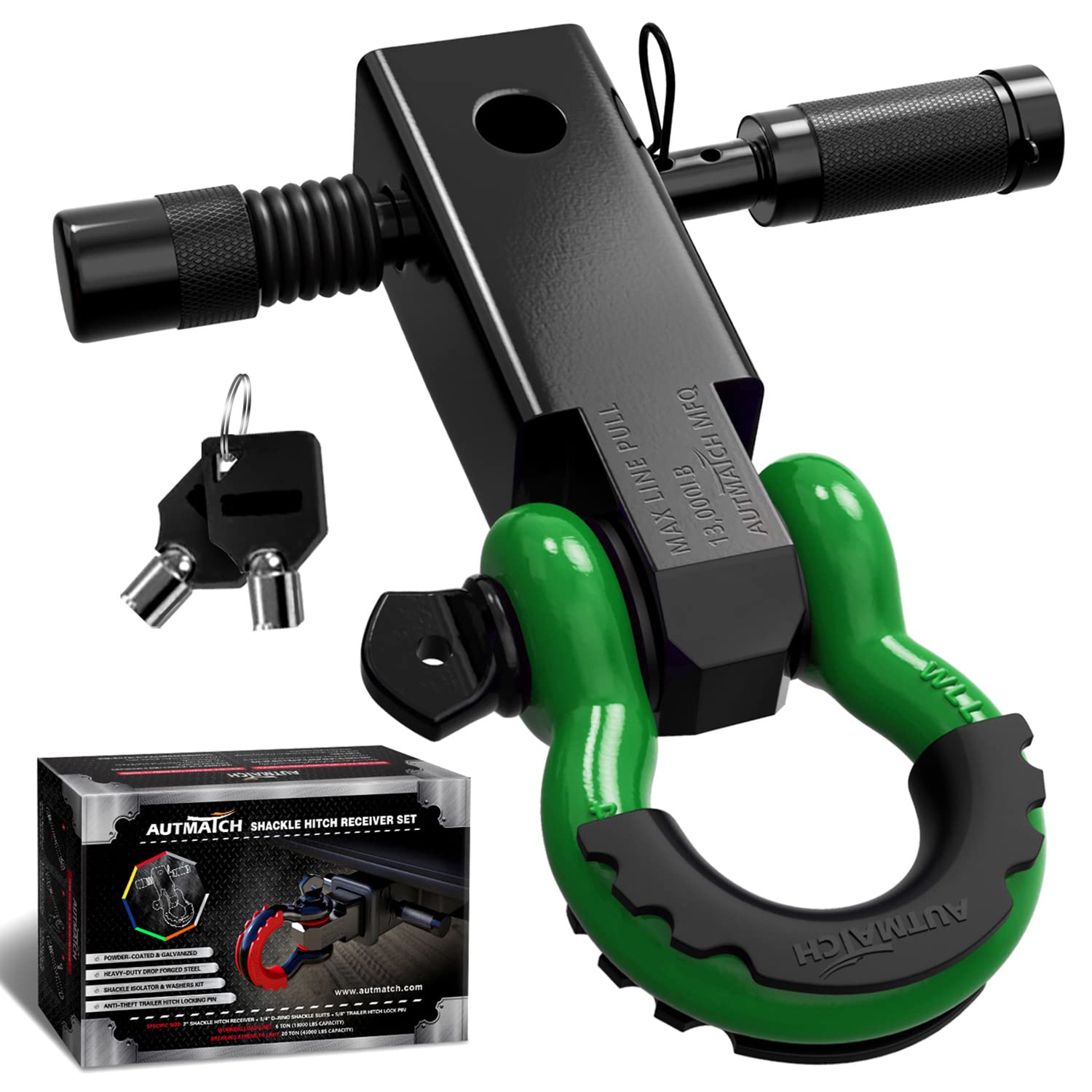 Snapklik.com : AUTMATCH Shackle Hitch Receiver 2 Inch - 3/4" D Ring ...