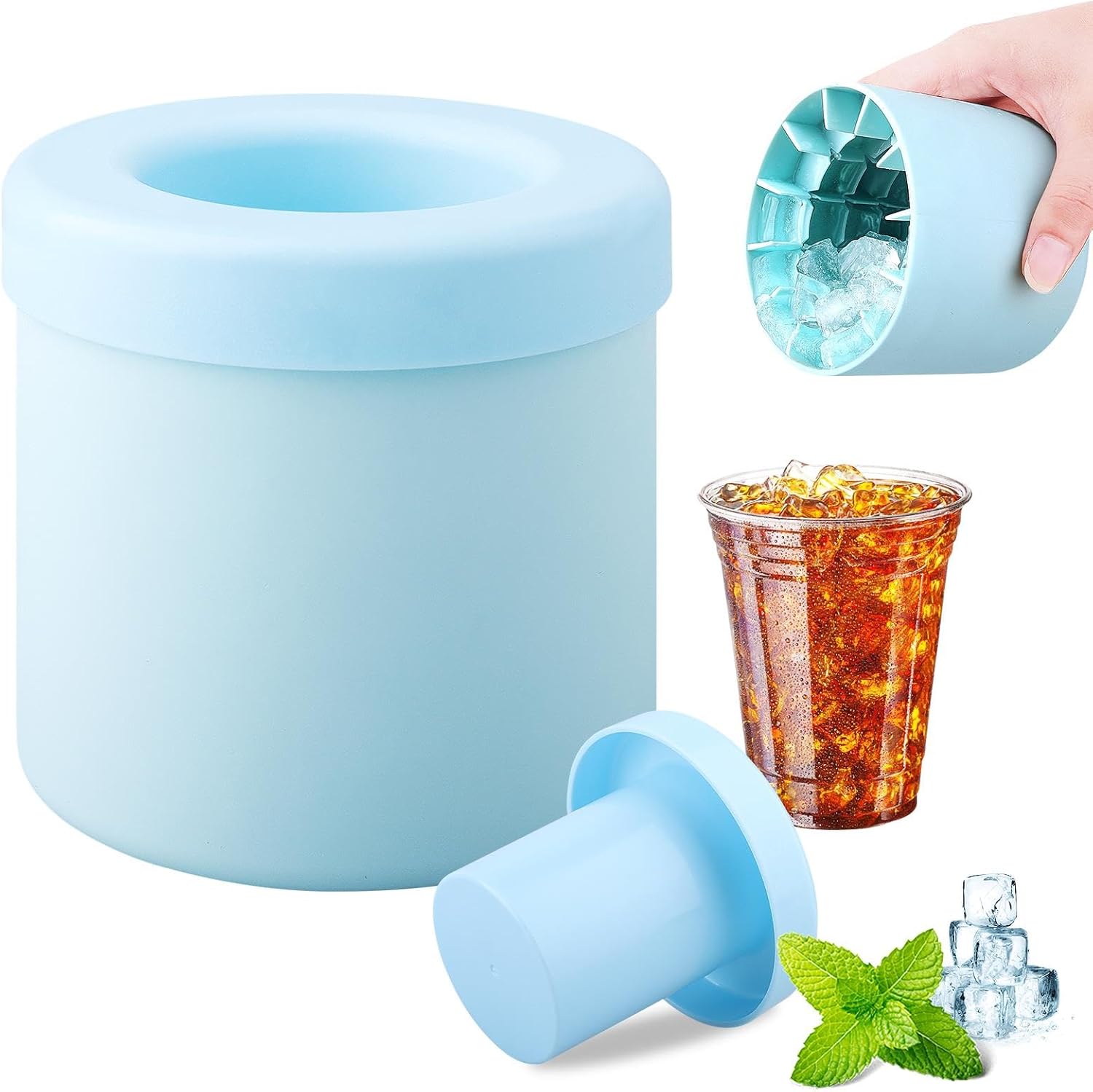 Amazon.com: Cylinder Silicone Ice Cube Mold, New 3D Ice Cubes Maker ...