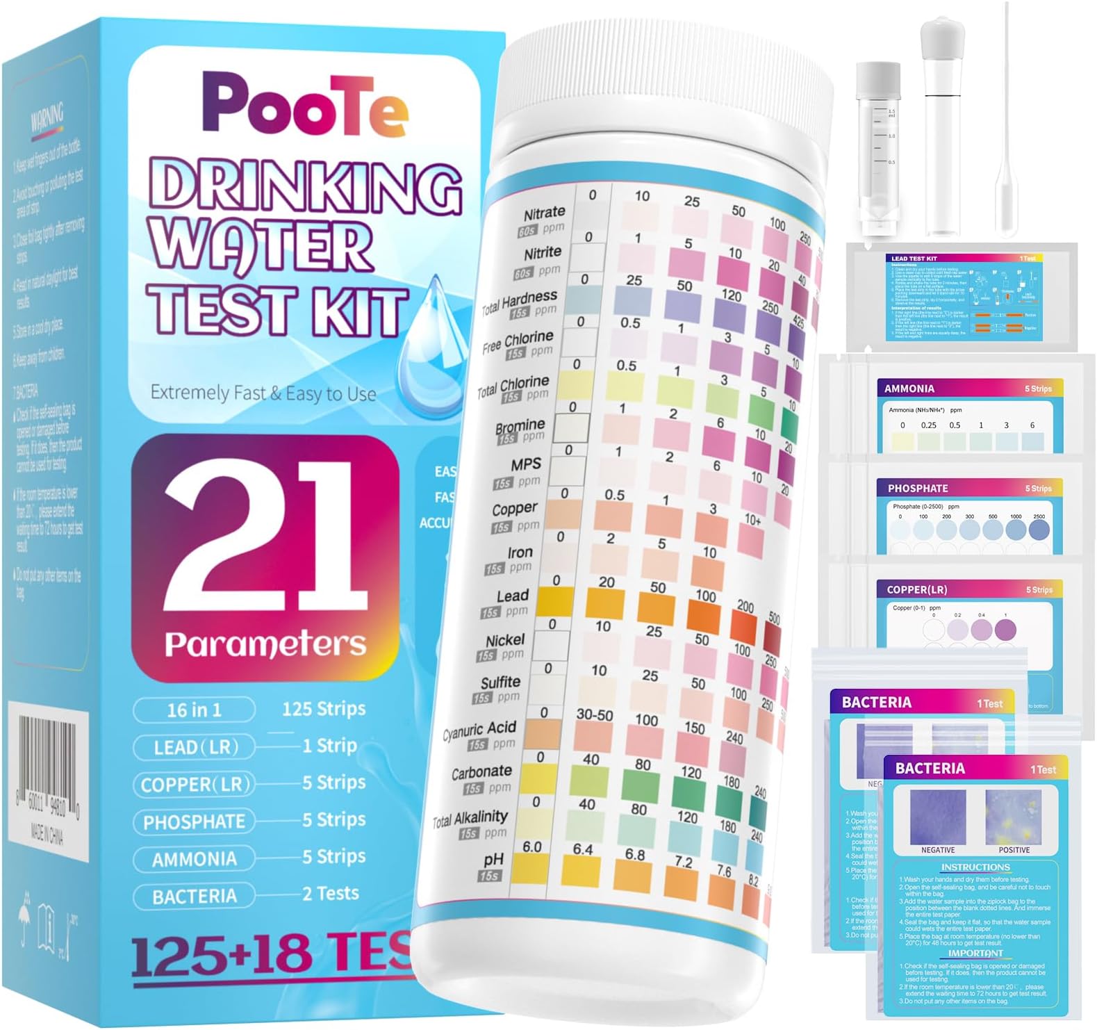 Amazon.com : EASYTEST 20 in 1 Drinking Water Test Kit - Well Water ...
