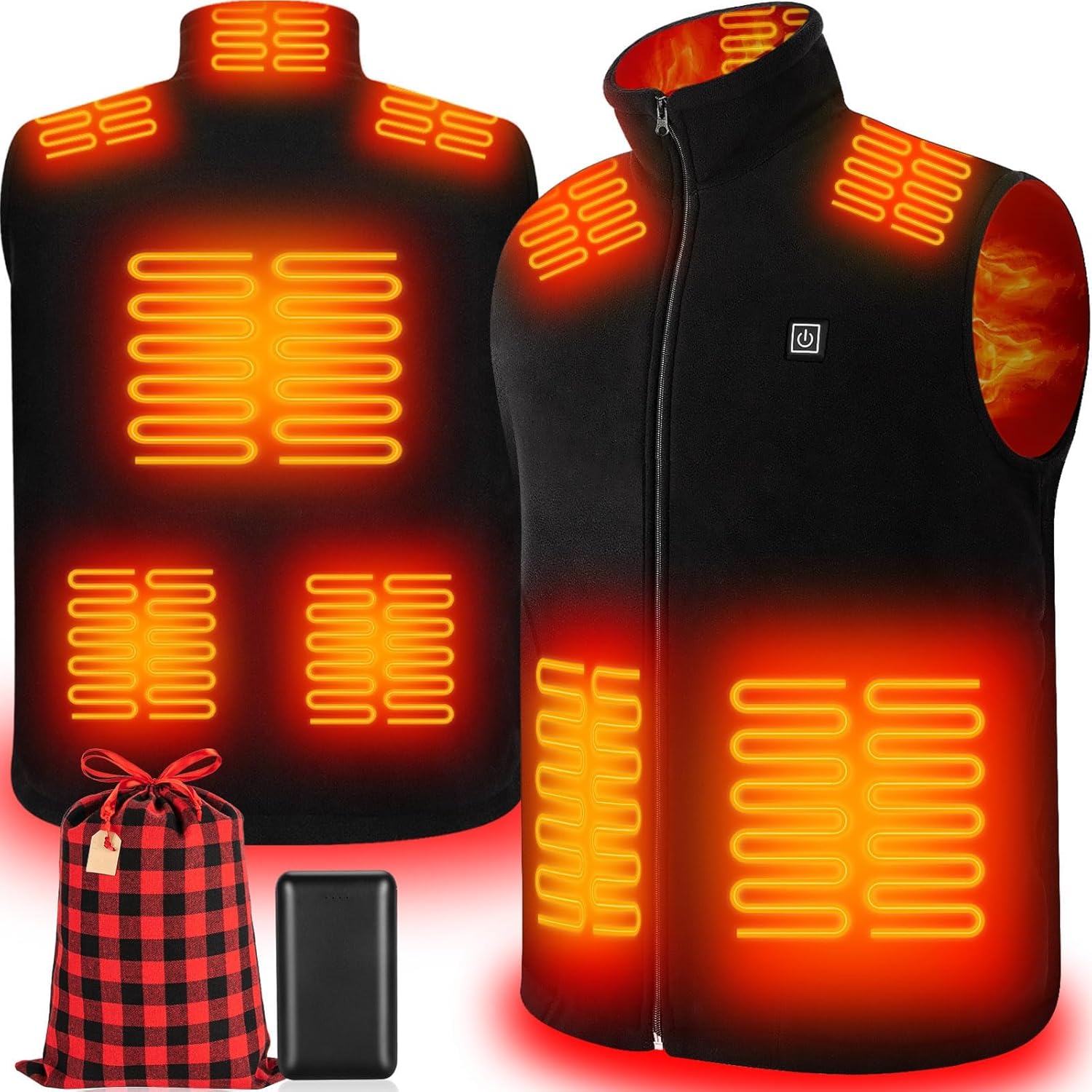 NAPALOOK Heated Polar Fleece Vest With 20000mAh Battery Pack, Warm ...