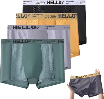 4PCS Hello Underwear For Men, Hello Mesh Mens Underwear, Low Rise Boxer ...