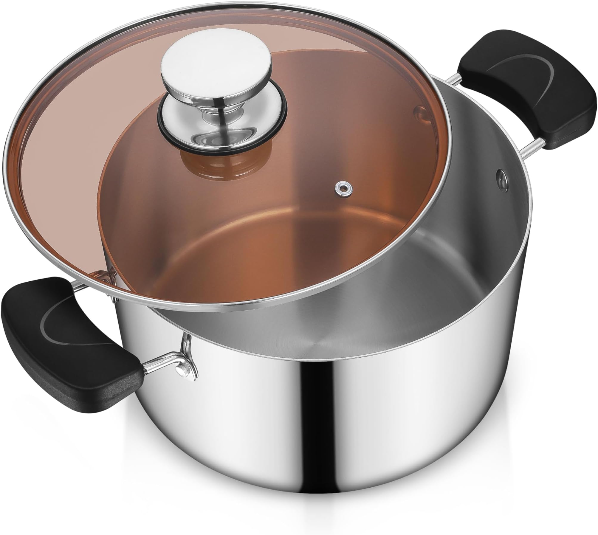 Amazon.com: Nonstick Stockpot With Lid 5 Quart, Professional Stainless ...