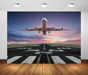 Amazon.com : BELECO 15x10ft Fabric Airplane Backdrop Airport Apron ...
