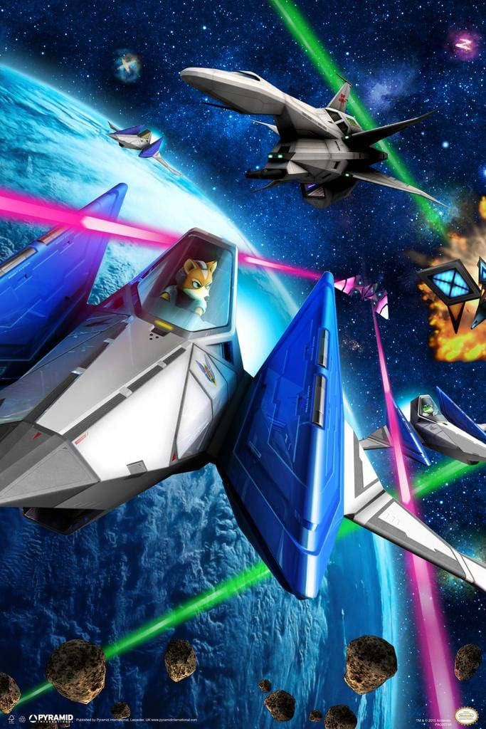 Amazon.com: Laminated Star Fox Space Battle Fox McCloud Arwing Super ...