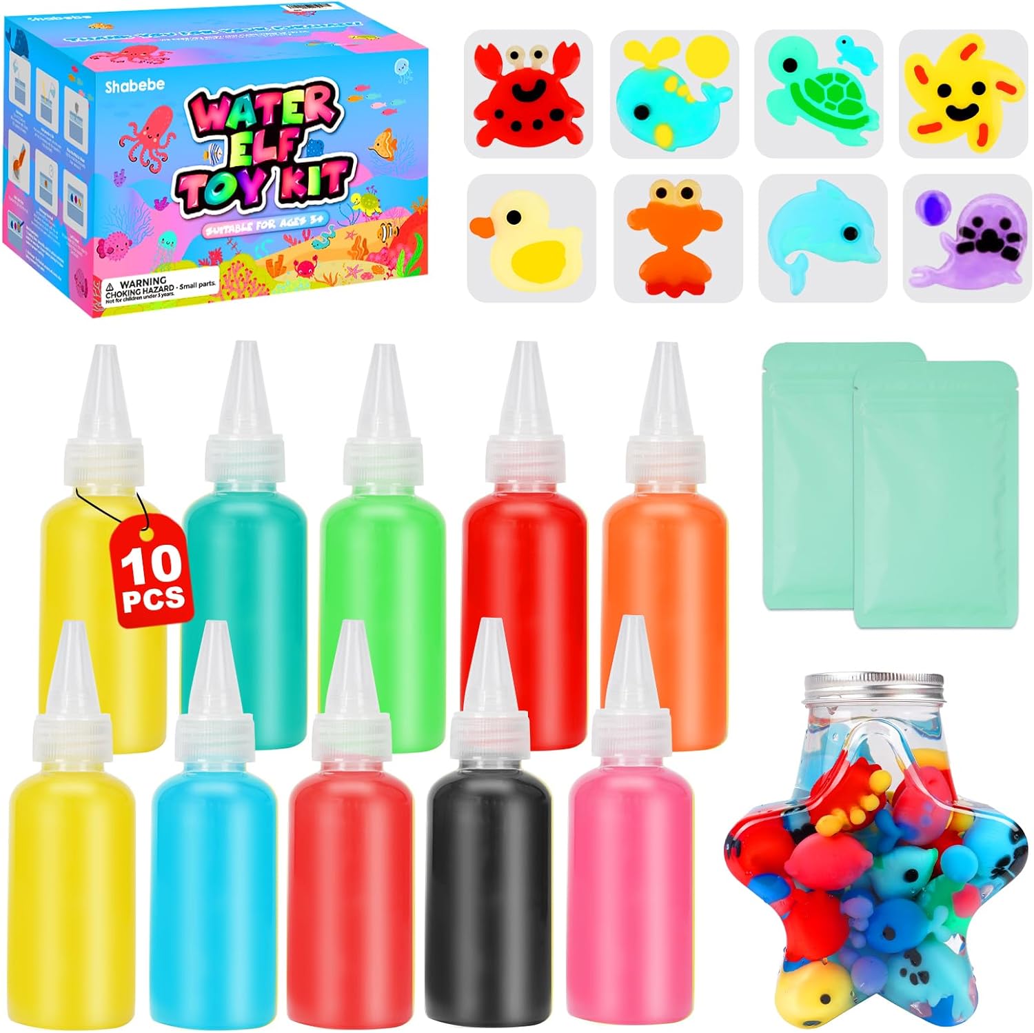 Amazon.com: Shabebe Magic Water Elf Kit for Kids – DIY Aqua Gel Toy Set ...