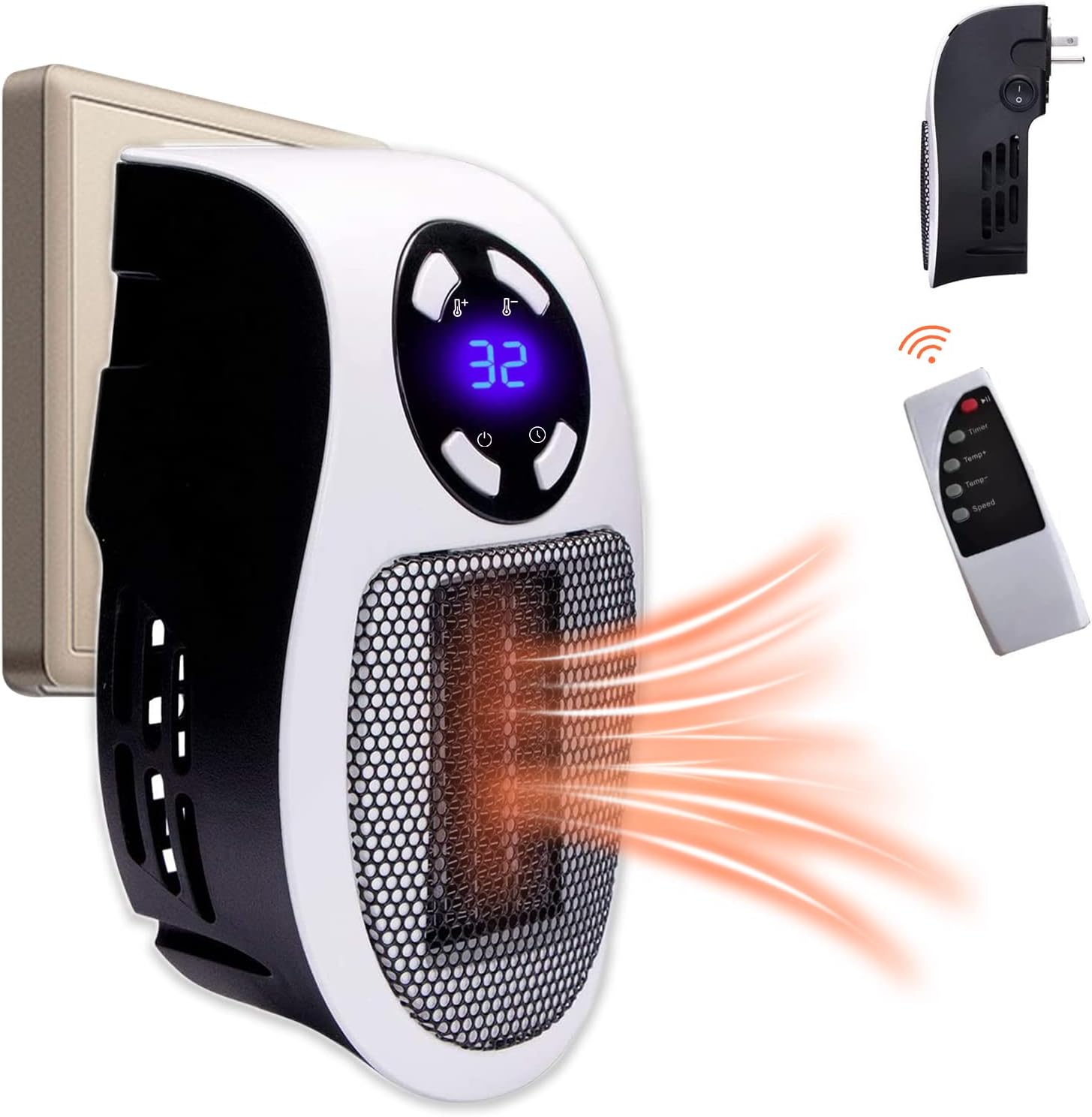 Amazon.com: Plug In Heater with LED Display, Small Plug In Wall Heater ...