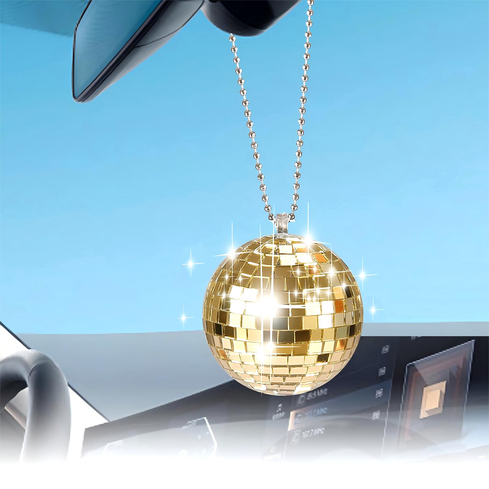 Amazon.com: Gold Disco Ball Ornament,Car Disco Ball,Disco Ball Car ...