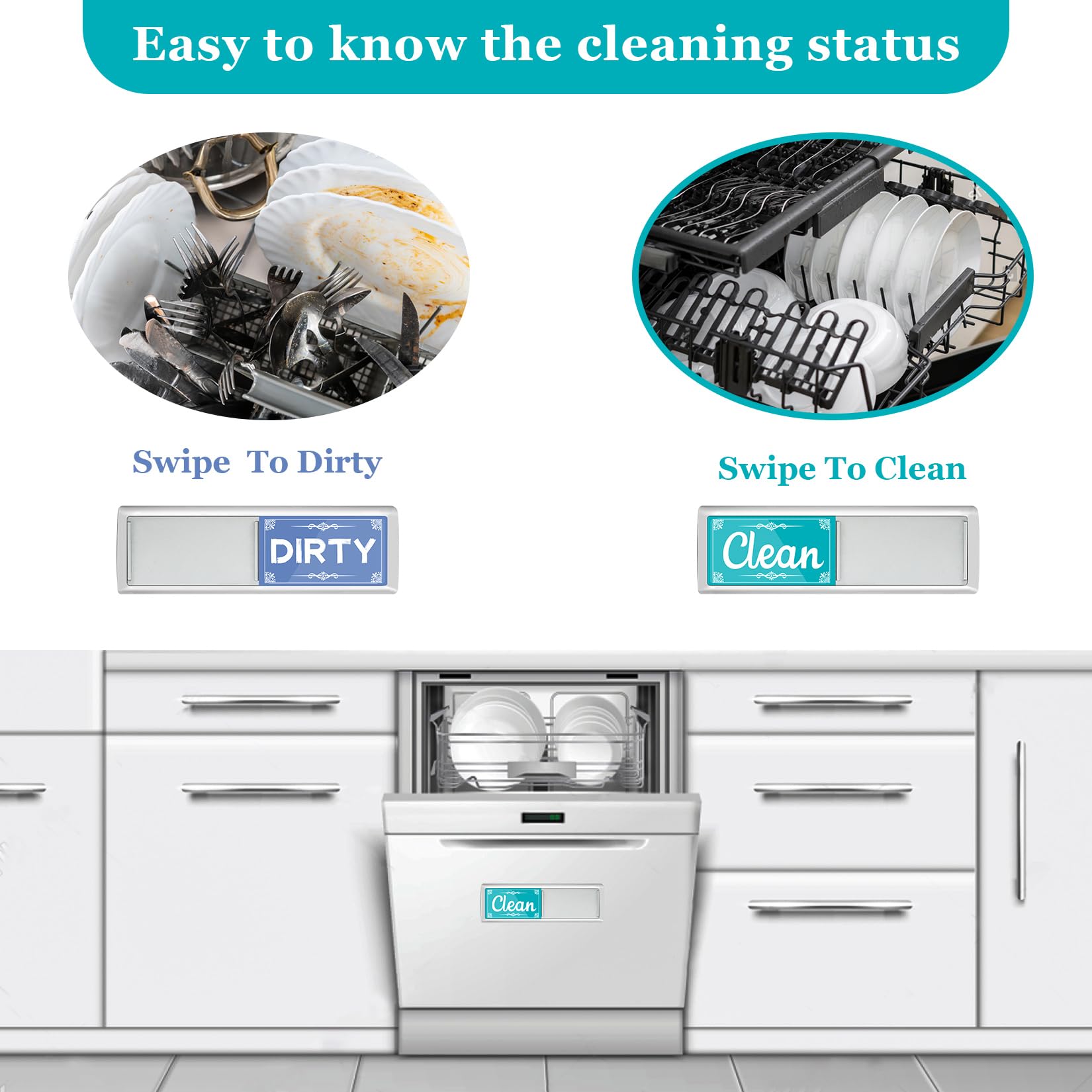 Snapklik.com : Dishwasher Magnet Clean Dirty Sign, Green & Blue Clean ...