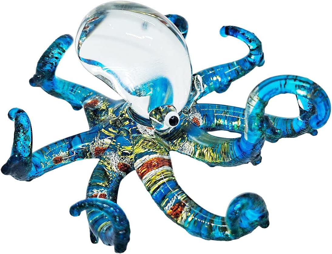 Amazon.com: WitnyStore Tiny 3" Long Glittering Blue Octopus Figurine ...