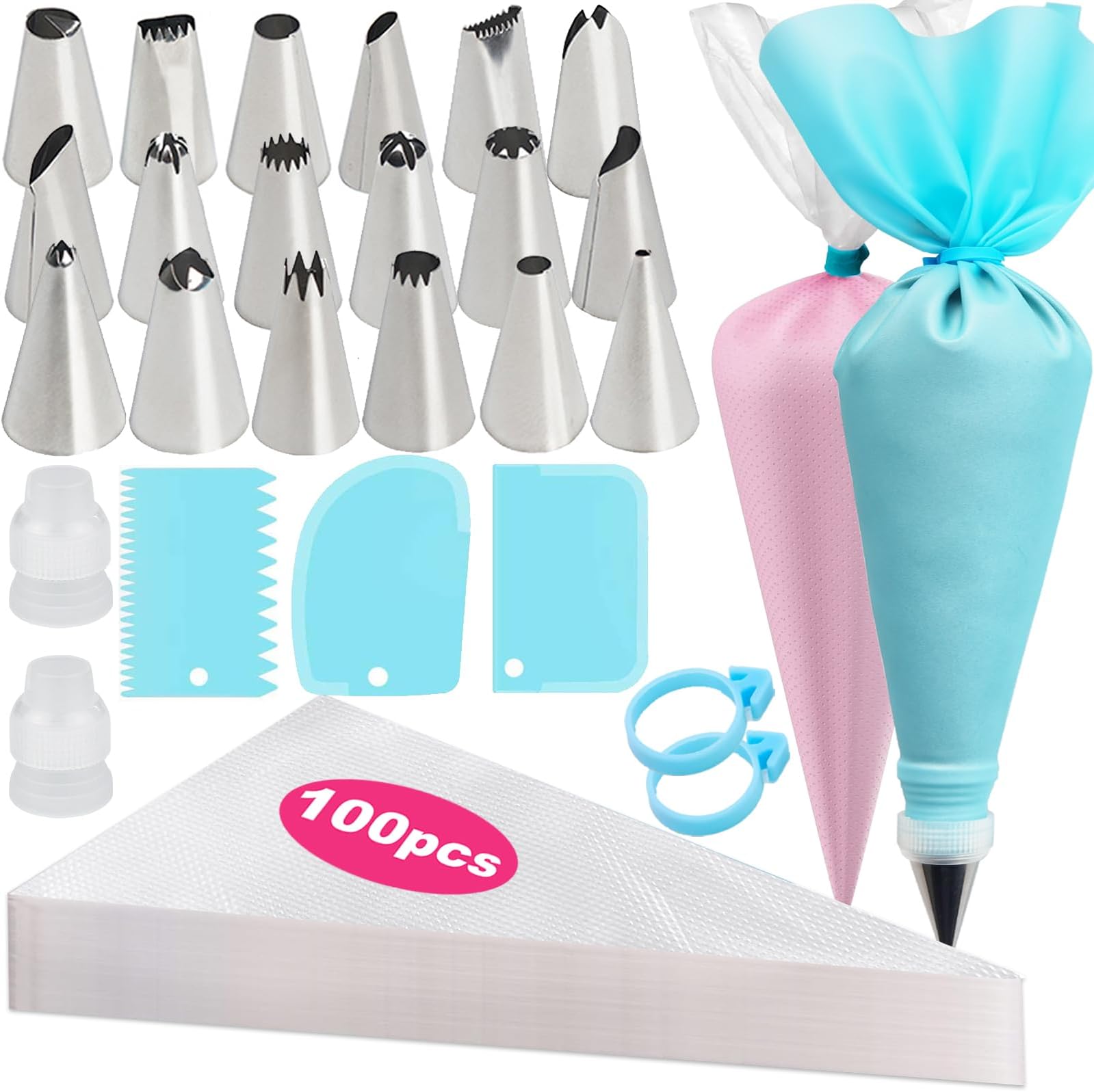 Amazon.com: Reusable Piping Bags and Tips Set - Strong Silicone Icing ...