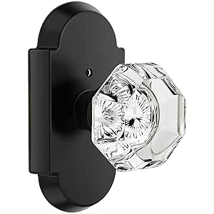 BonKuDoo Matte Black Crystal Door Knob, Privacy Glass Door Knob ...
