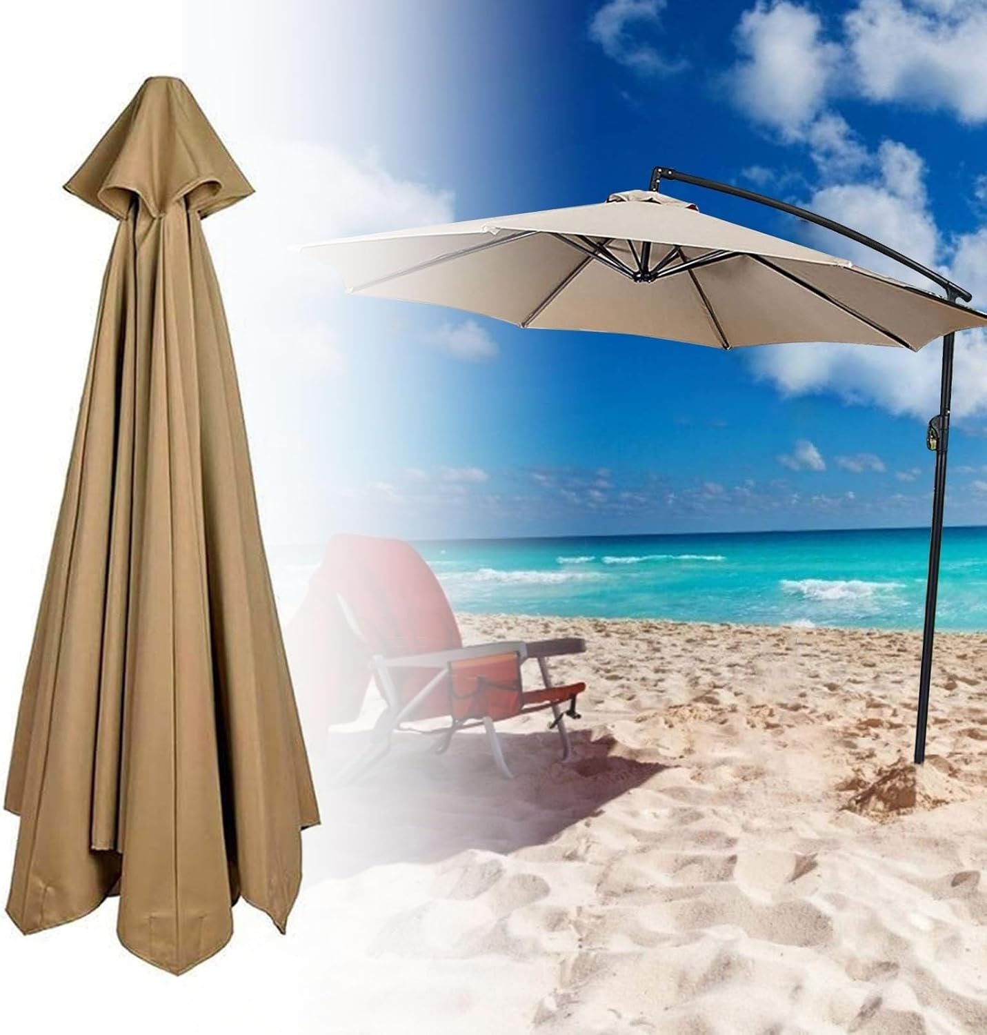 Amazon.com: Replacement Parasol Fabric Cover, 200cm/270cm/300cm Sun ...
