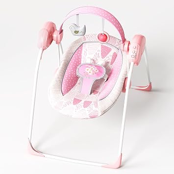 Amazon.com : Portable Baby Swing, Pink Electric Infant Swing with 5 ...