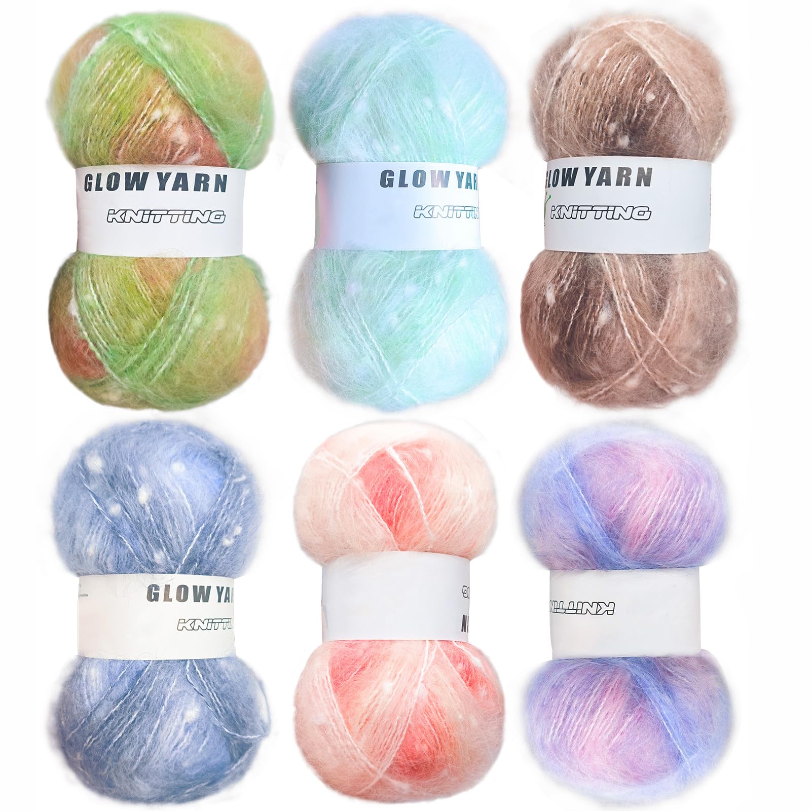 Amazon.com: 6PCS Glow in The Dark Mohair Yarn,Gradient Yarn,DIY Glow ...