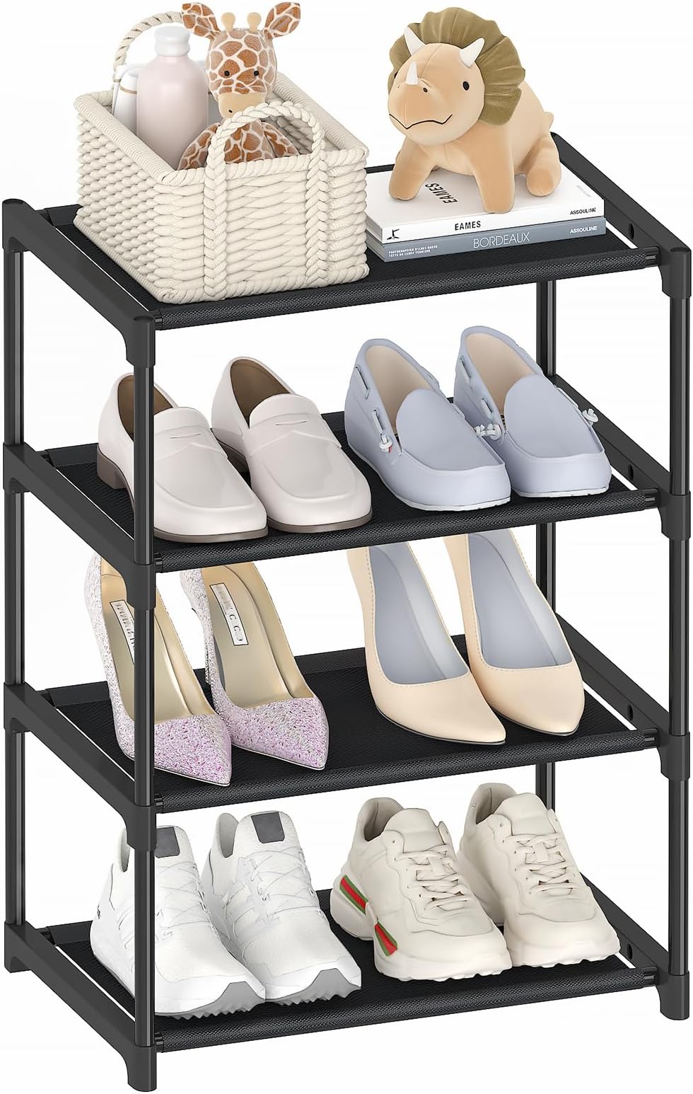 Amazon.com: Autonomier 4 Tier Small Shoe Rack, Narrow Stackable Kids ...
