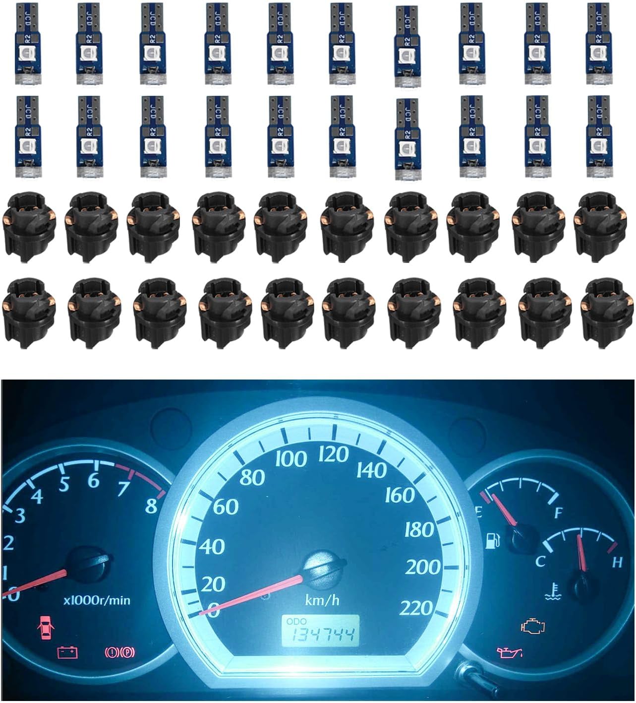 20 luces LED T5 para tablero de automóvil, 3030-3SMD de alta luz LED ...