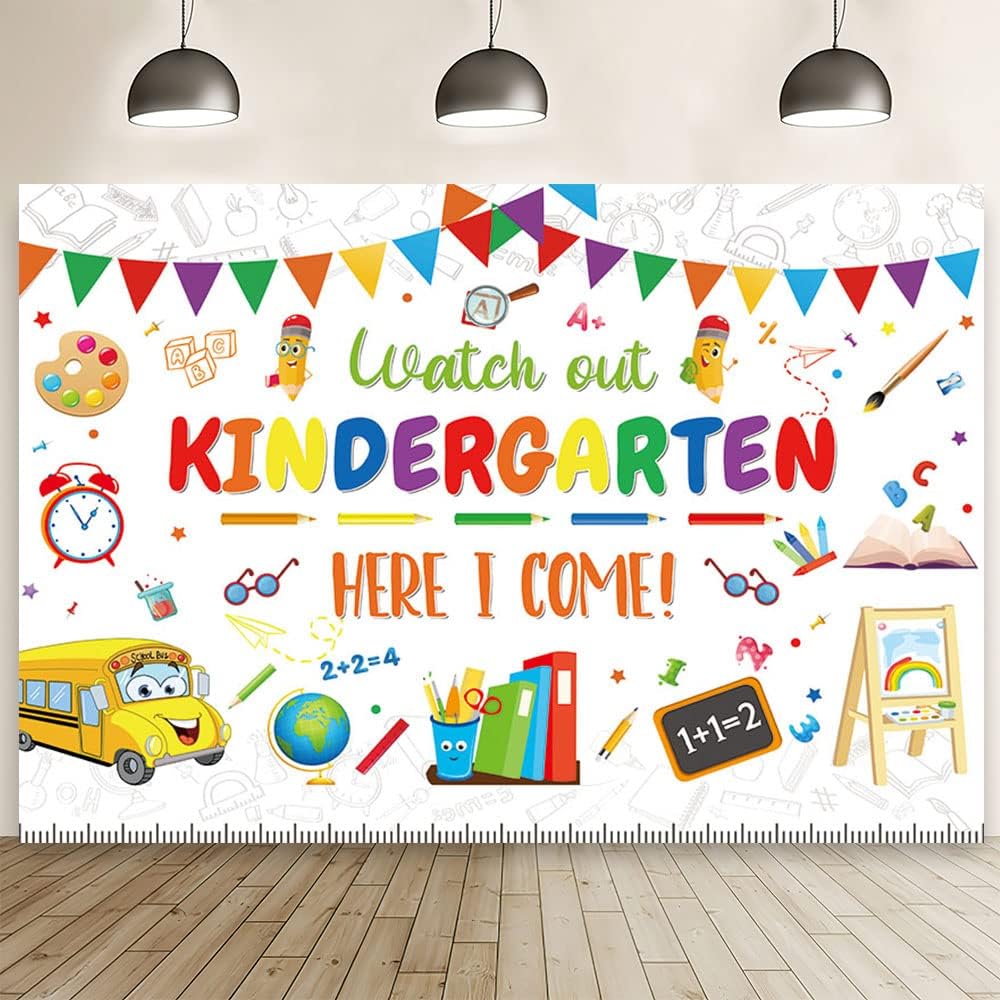 Amazon.com : MEHOFOND 7x5ft White Kindergarten Back to School Backdrop ...