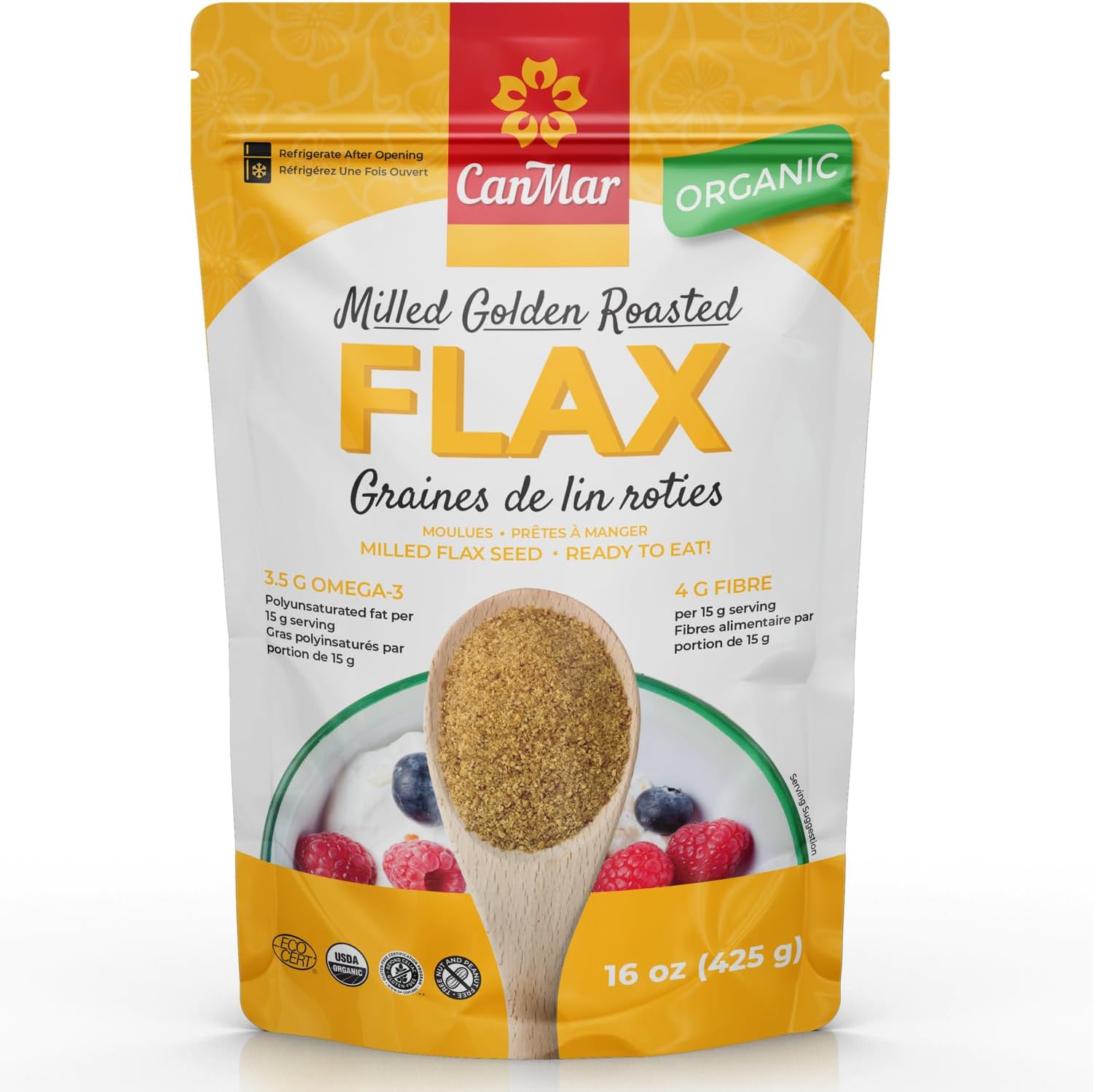 CanMar Ground Milled Golden Roasted Flax Seed (425g) Vegan Flaxseed ...