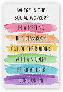Amazon.com: Jinniee Social Worker Door Sign Where Is The Social Work ...