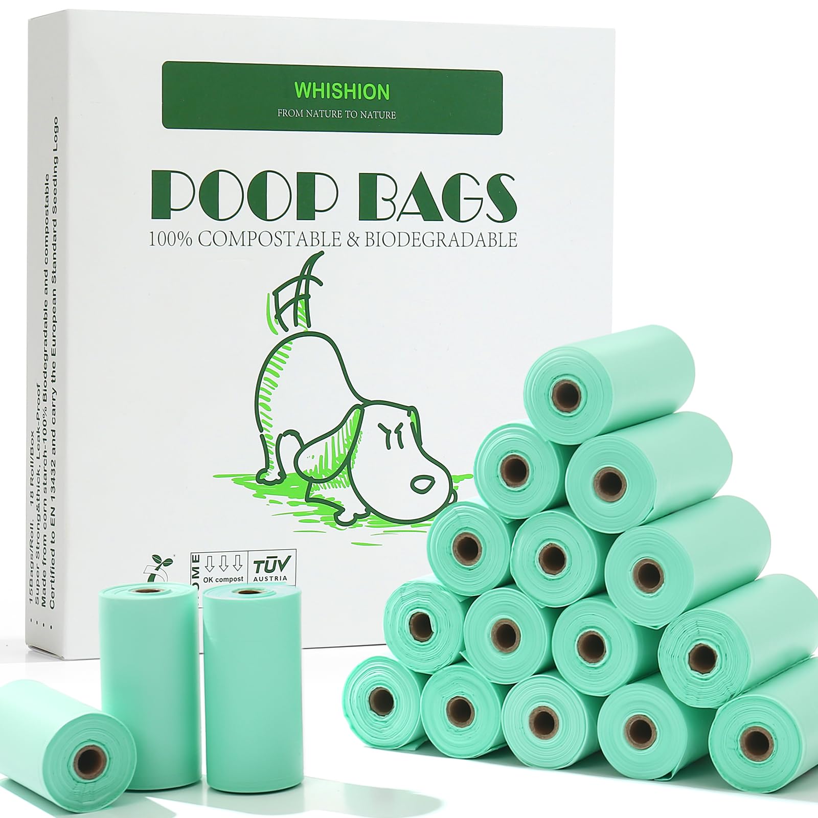 Fully Compostable Dog Poop Bags,270 Bags 100% Biodegradable Dog Poo ...