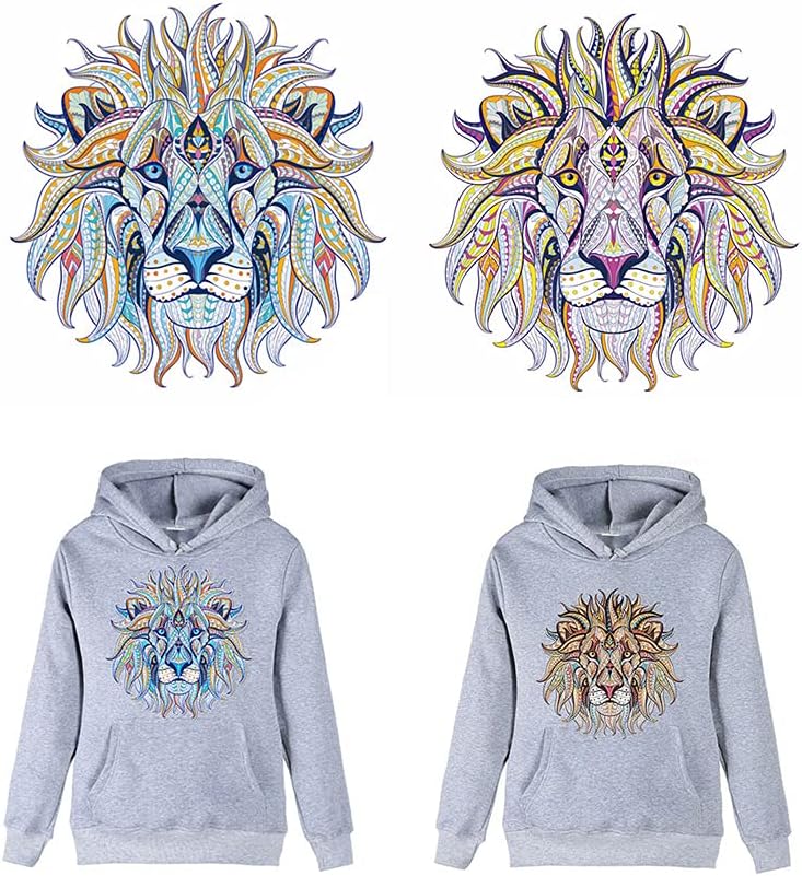 Amazon.com: Clothes T-Shirt DIY Lion Head Iron On Heat Transfer Patches ...
