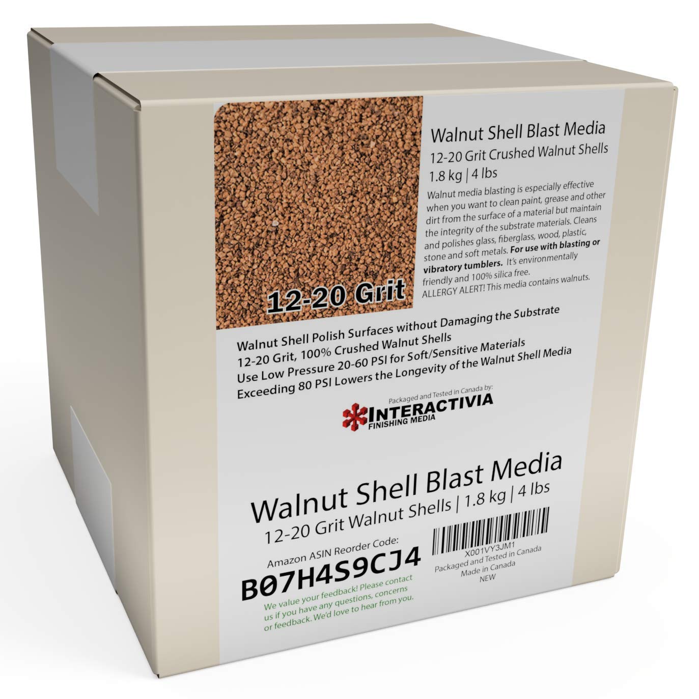 1.8 kg or 4 lb Ground Walnut Shell Media Abrasive 12-20 Grit for ...