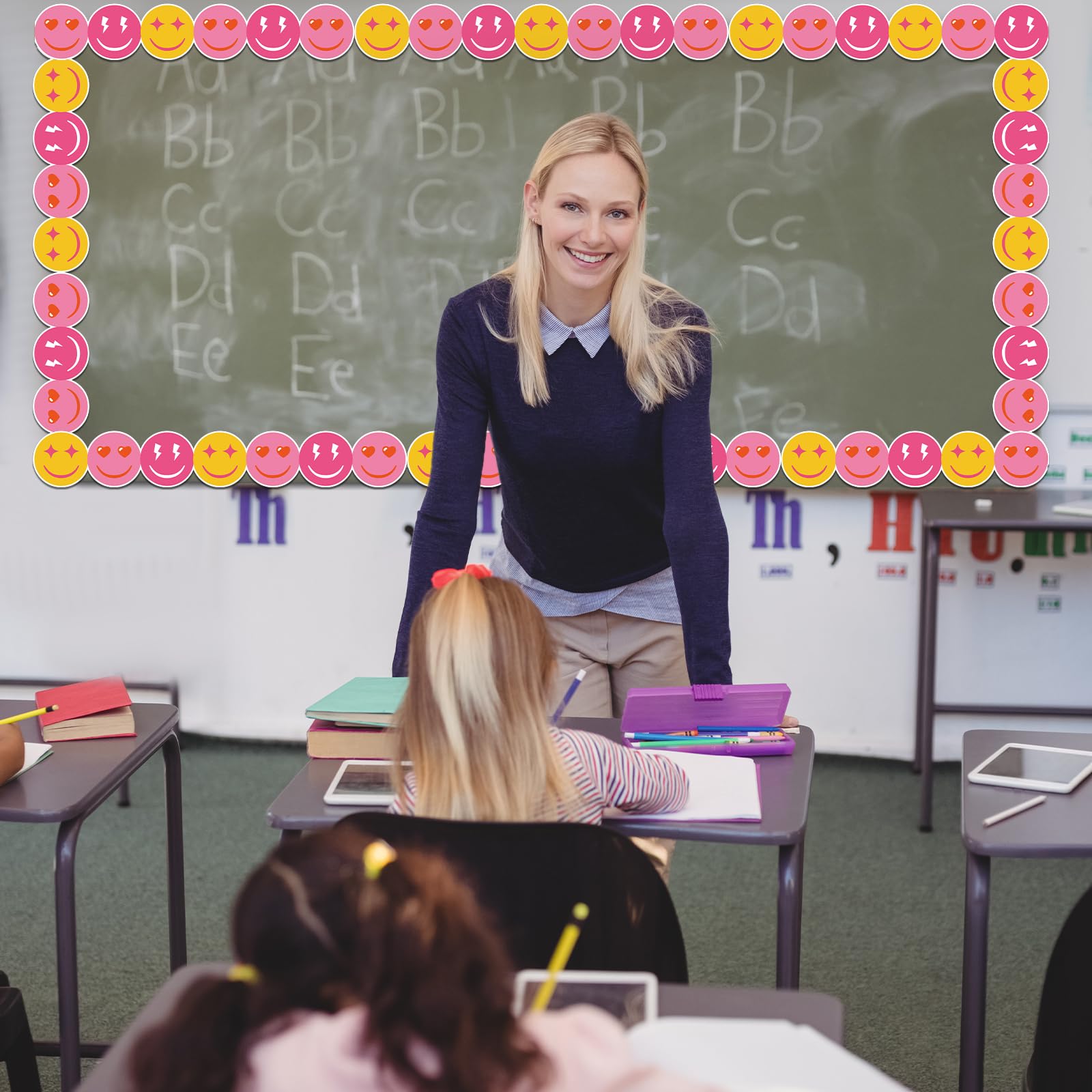 Snapklik.com : Zonon 65 Feet Happy Face Bulletin Board Border Colorful ...