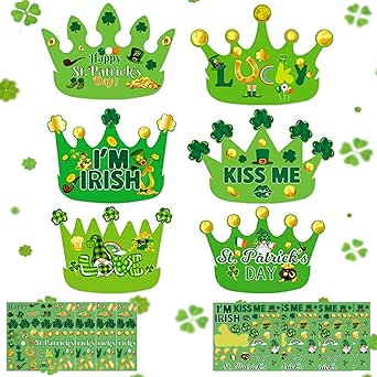 Amazon.com: LARRAZABAL 24Pcs St. Patrick's Day Crown Crafts Kit, Saint ...