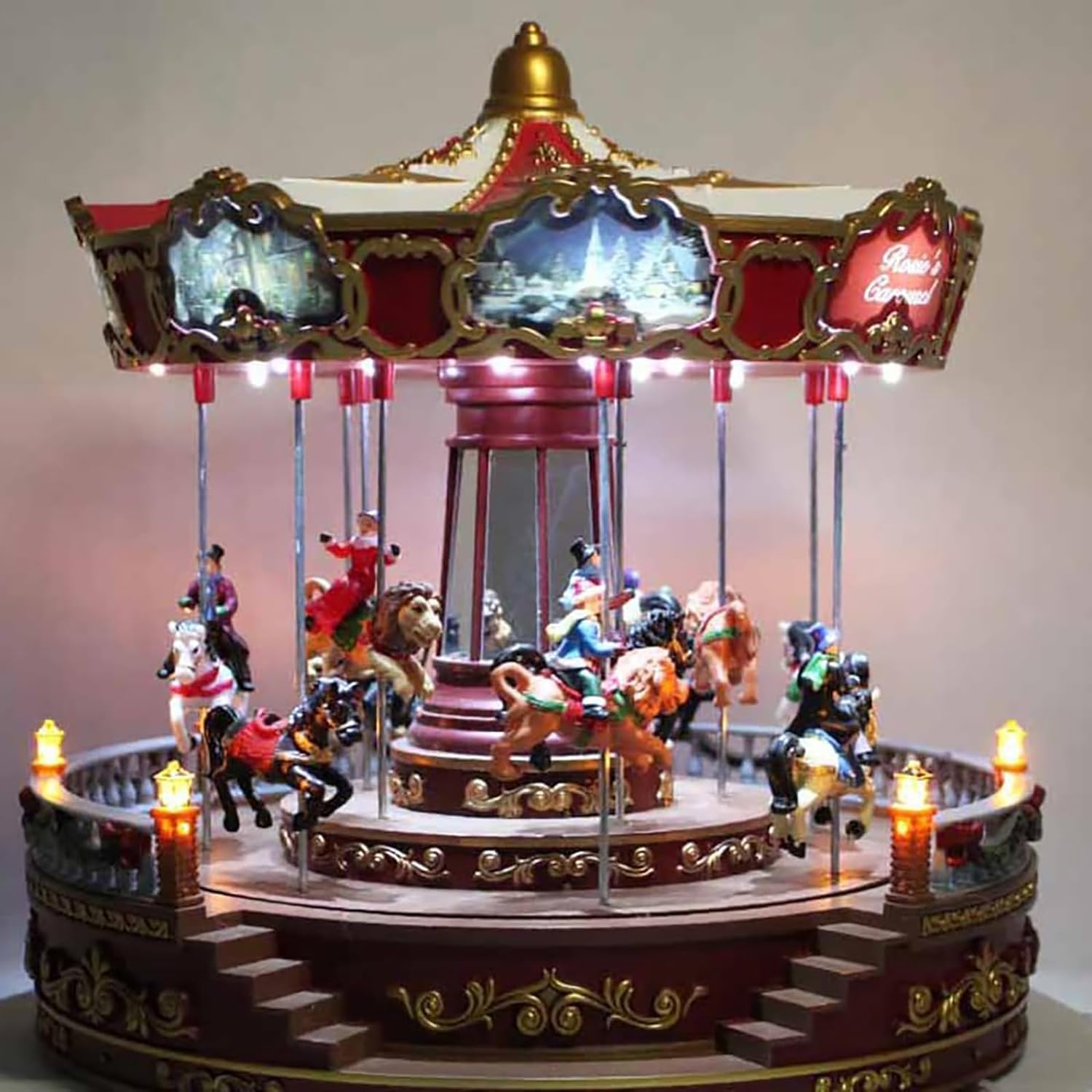 Amazon.com: Musical Christmas Carousel, Animated Christmas Carousel ...