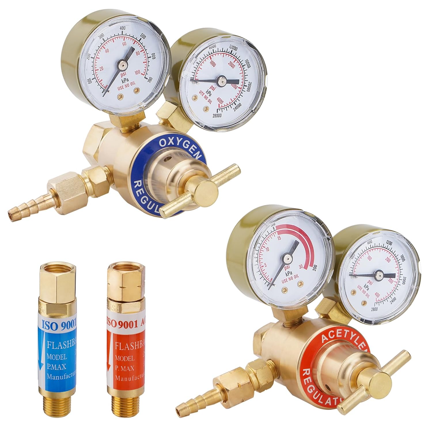 Oxygen and Acetylene Regulators Welding Gas Gauges Pair, Compatible ...