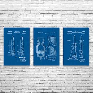 Amazon.com: Patent Earth Rocket Posters Set of 3 (8x10), V2 Rocket ...