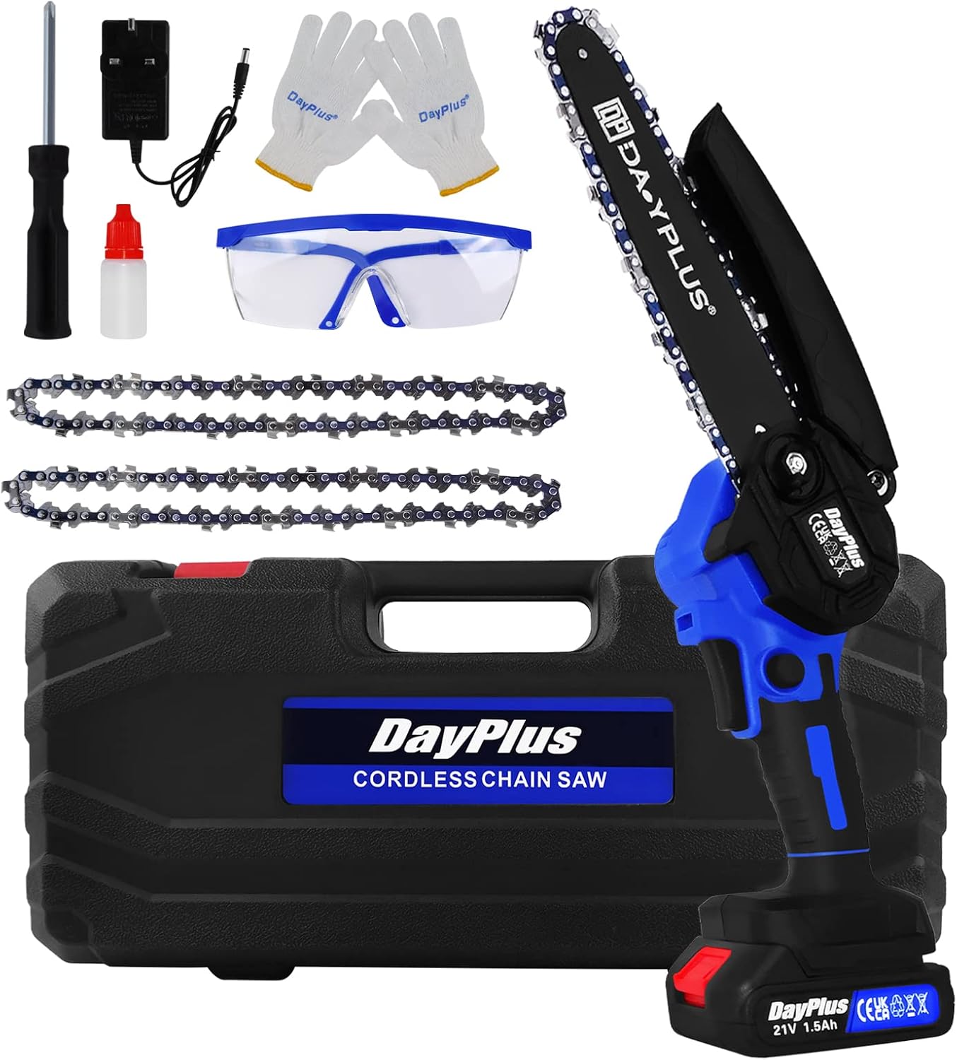 Mini Chainsaw Cordless 6-inch Cordless Electric Chain Saw with Safety ...
