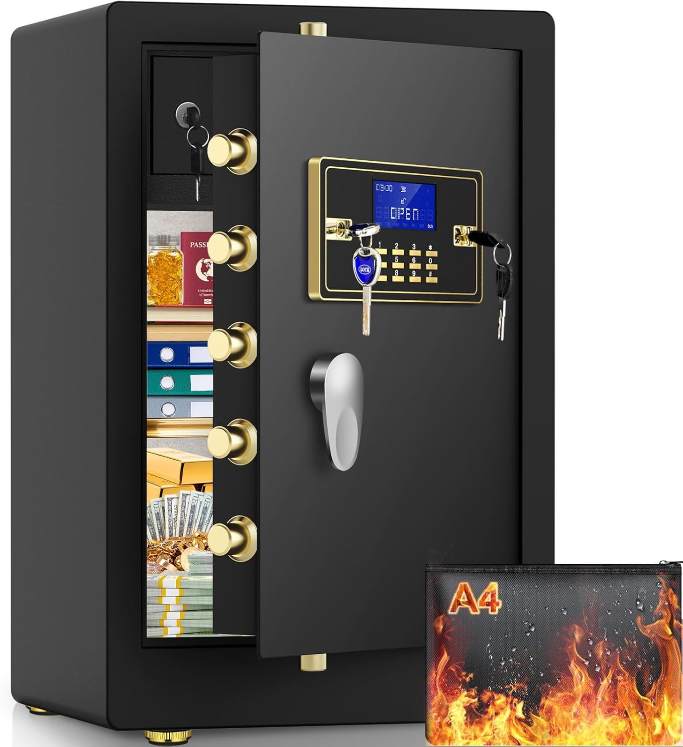 5.1 Cuft Fireproof Safe for Home, Large Home Safe Box Fireproof ...