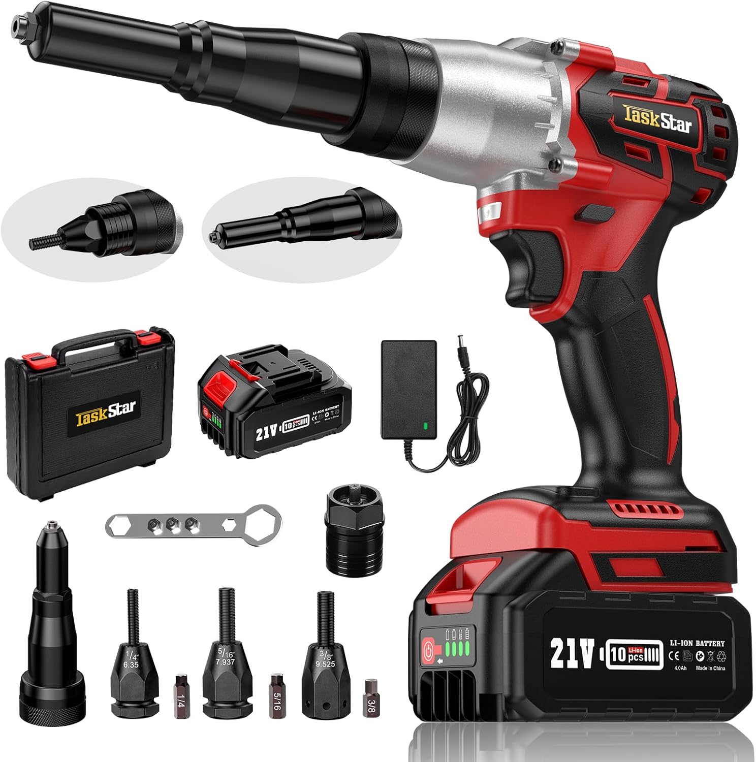Amazon.com: TaskStar Cordless Rivet Gun, [2023 Upgraded] 2-in-1 ...