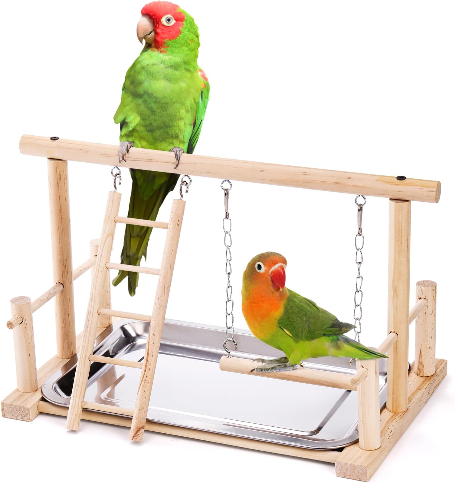 Amazon.com : Okllen Bird Playground, Natural Wood Bird Perch Stand with ...