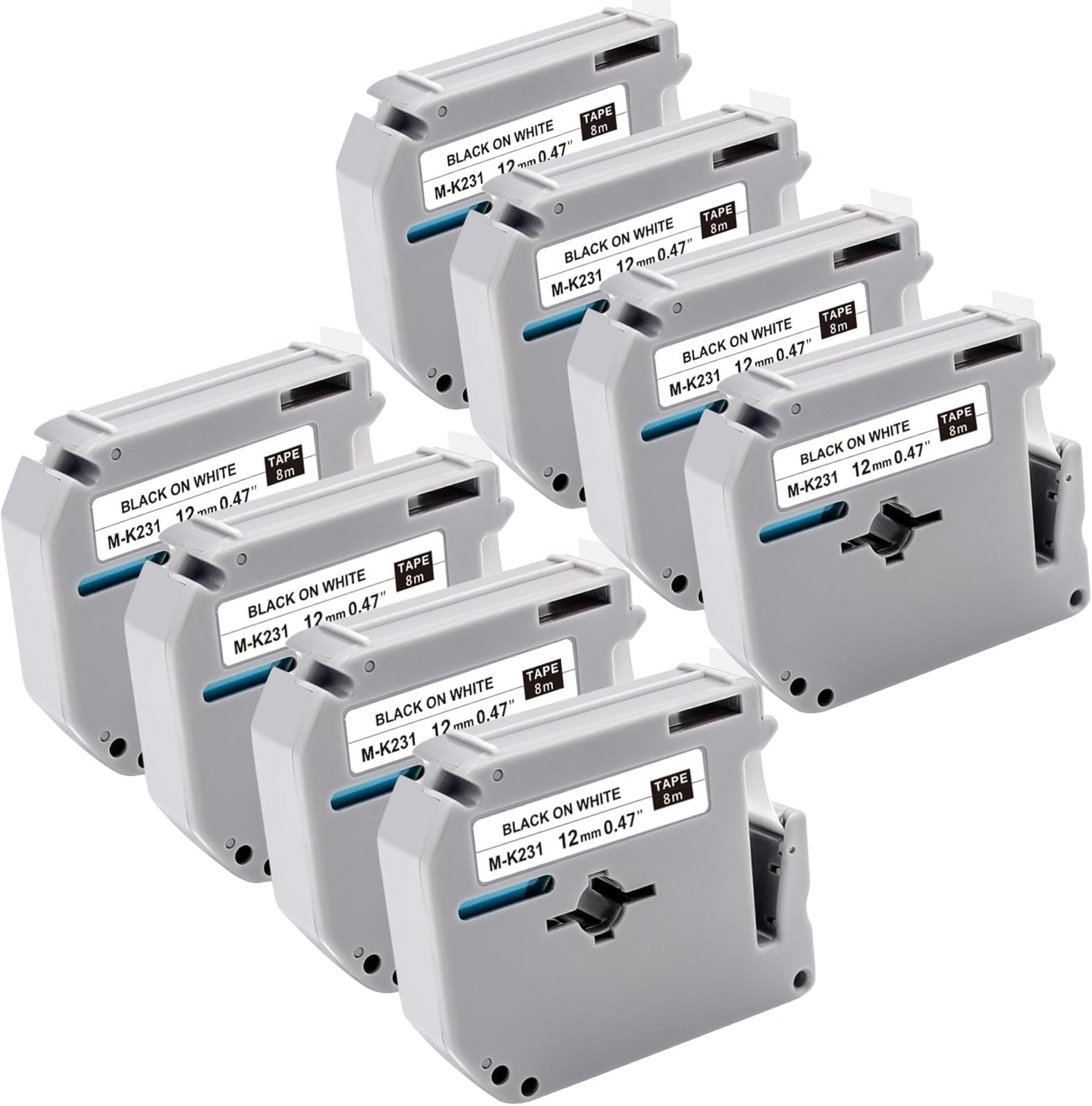 8-Pack M-K231s M-K231 Compatible for Brother PTouch M Tape 12mm 0.47 ...