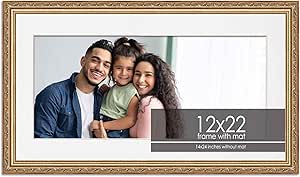 Amazon.com - 12x22 Frame with Mat - Antique Gold 14x24 Frame Wood Made ...