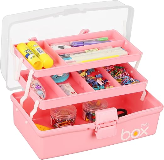3 Layer Craft Storage Box, Multipurpose Art Storage Box with ...