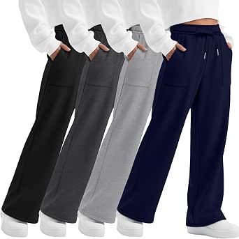 Amazon.com: LessonZoo 4 Pack Girls' Straight Leg Sweatpants, Kids ...